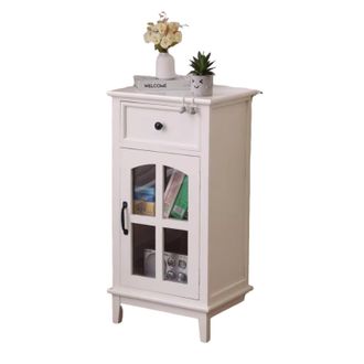 Generic K&uuml;chen-Sideboard mit Glasfront, Schubladen und verstellbaren Einlegeb&ouml;den Nachttisch for Schlafzimmer/Nischenm&ouml;bel for Wohnzimmer(White)