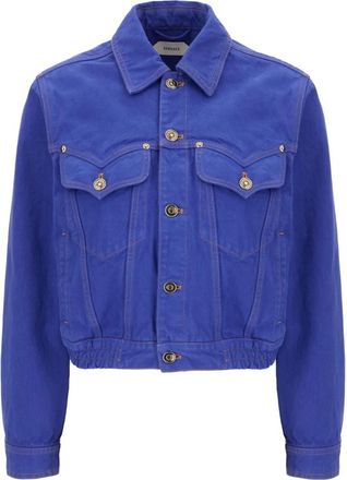 Versace Femme, Vestes, Bleu, Taille: 38 FR Veste Trucker en Coton