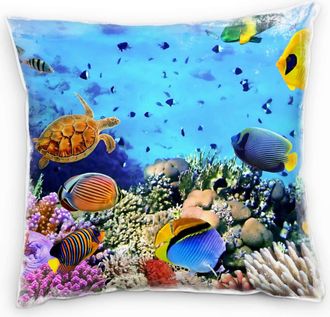 Paul Sinus Art Tiere, Meer, bunt, Korallenriff, Unterwasser Deko Kissen 40x40cm für Couch Sofa Lounge Zierkissen - Dekoration zum Wohlfühlen