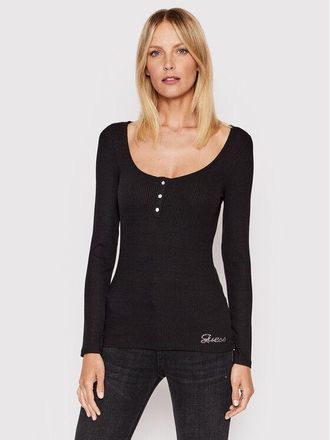 Guess Bluse W2YP46 KBCO2 Schwarz Slim Fit