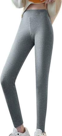 Generic Pantalon court en velours côtelé pour femme - Legging thermique doublé en polaire - Taille haute - Pantalon épais - Taille élastique - Pantalon thermi