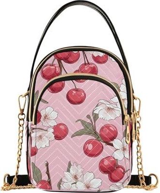 Mnsruu Sac à bandoulière pour femme, motif feuilles de cerisier, rose, sac à main, petit sac à bandoulière avec sangle réglable