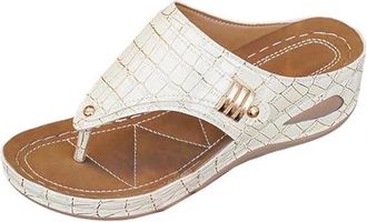 Generic Pantoufles compens&eacute;es d&eacute;contract&eacute;es pour femme - Sandales orthop&eacute;diques &agrave; bout ouvert - &Eacute;l&eacute;gantes et confortables - Classiques - L&eacute;g&egrave;res - &Agrave; enfiler -