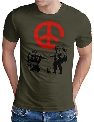 OM3 Banksy War Peace T-Shirt - Homme - Urban Street Art Graffiti - S - 4XL, XL