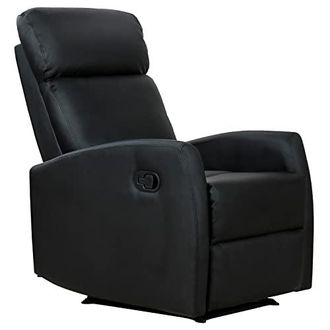 HOMCOM Fauteuil de Relaxation inclinable 170&deg; avec Repose-Pied Ajustable rev&ecirc;tement synth&eacute;tique Noir