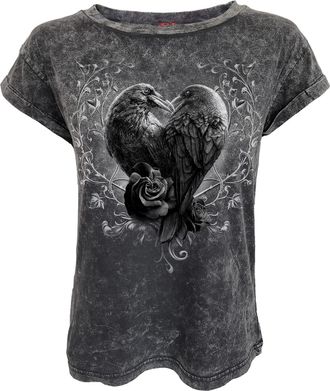 Spiral Raven Heart Frauen T-Shirt grau XL 100% Baumwolle Gothic, Rockwear