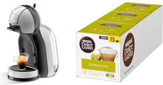 Nescafé Dolce Gusto Krups KP123B Mini Me coffee capsule machine, 1500 watt, artic-gray/black mit Cappuccino