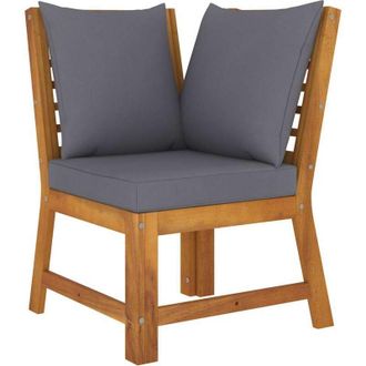 vidaXL Vidaxl - Canap&eacute; dangle sectionnel avec coussin gris fonc&eacute; Acacia solide
