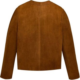 Saint Laurent Button-Front Suede Jacket - Cognac