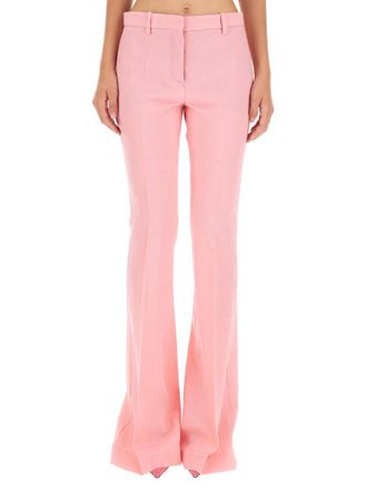 Versace Virgin Wool Flared Trousers - Pink