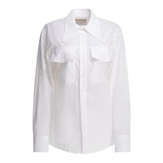Ami Shirt mit scharfem Kragen und figurbetontem Schnitt - - Blouses & Shirts - Damen - Wei&szlig; - XS