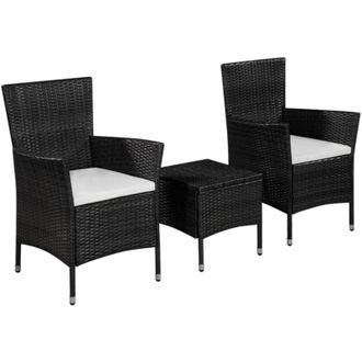 vidaXL 3-tlg. Bistro-Set Poly Rattan Schwarz - Vidaxl