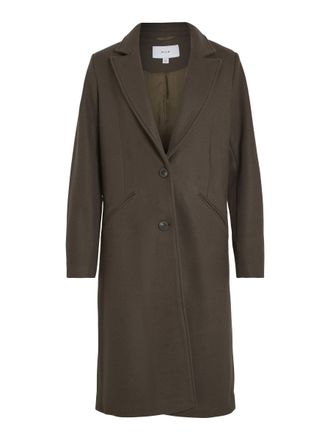 Vila Damen Vivalji Long Coat - Noos Wollmantel, Crocodile, 34 EU
