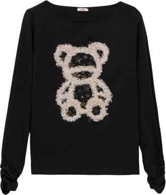 Oltre Jersey T-Shirt mit Print und Applikationen - - Tops - Damen - Schwarzk - M