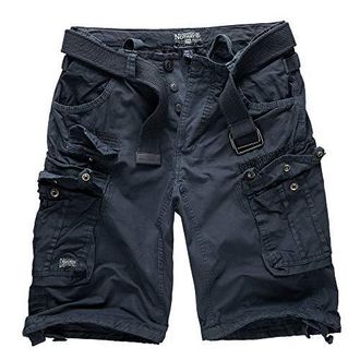 Geographical Norway Cargo Shorts Pantalon Court Bermuda avec Ceinture Short Hunter dans Bundle avec UD Bandana - Marine, 3XL