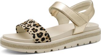 Marco Tozzi Damen Sandalen flach mit Klettverschluss Bequem, Mehrfarbig (Leo Dune Comb), 37 EU