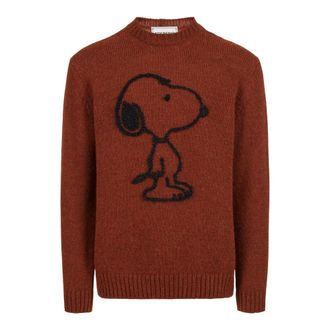 Iceberg Homme, Pulls, Brun, Taille: L Pull à col rond en laine marron brûlé et alpaga mélangé avec détails brodés