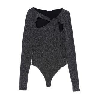 Patrizia Pepe Femme, Tops, Noir, Taille: 36 FR Body en lurex avec d&eacute;coupe