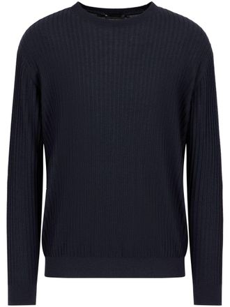 Emporio Armani pull nervur&eacute; en cachemire - Bleu