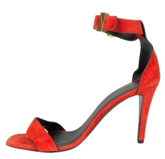 Celine Red Suede Strappy Heels Size 37
