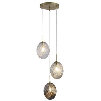Searchlight Suspension 3 lumi&egrave;res Whirl verre rond color&eacute; - 24142-3SB
