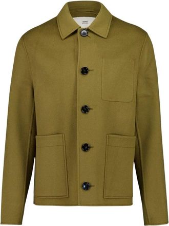 Ami Homme, Vestes, Vert, Taille: S Wool Boxy Buttoned Jacket