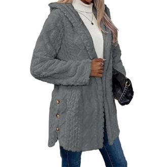 Generic Cardigan &agrave; capuche en jacquard pour femme, manches longues, v&ecirc;tement dext&eacute;rieur en tricot chaud pour lautomne et lhiver, poches pour un usage quotidie