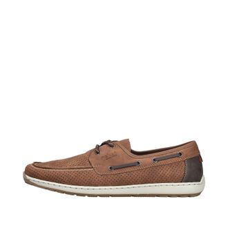 Rieker Bootsschuh RIEKER, Herren, Gr. 45, braun, Nubuklederimitat, Schuhe Bootsschuh, Mokassin, Halbschuh, Fr&uuml;hlingsschuh mit Perforation