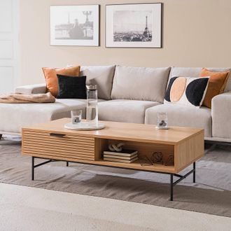 Mørteens home24 Couchtisch 120 x 40 x 60cm Beige/Eiche