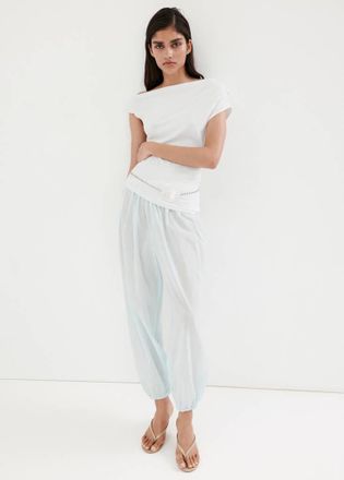 Mango Asymmetrisches T-Shirt mit Raffdetails wei&szlig; - Damen - XXS - MANGO
