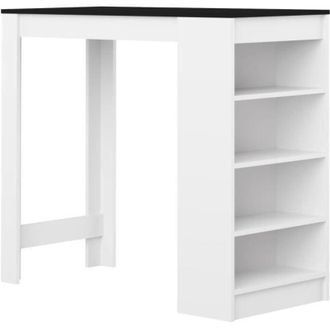 TemaHome Temahome - Table de bar avec rangements pi&egrave;tement blanc plateau noir