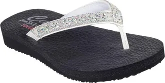 Skechers Femme Cali Jardin de Papillons de méditation, Bordure en Strass Duraleather Blanc, 41 EU