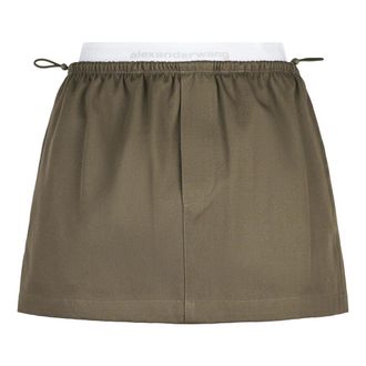 Alexander Wang Femme, Jupes, Vert, Taille: 38 FR Mid Rise Mini Logo Elastic Skirt