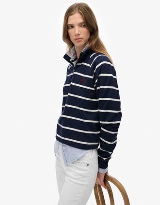 Superdry Athletic Essentials - Sweat ray&eacute; &agrave; col zipp&eacute; - Bleu marine