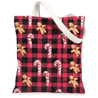 Generic Sacs fourre-tout en toile de pain d&eacute;pices, joli motif de vacances, sacs de courses r&eacute;utilisables, confortables, festifs, l&eacute;gers et lavables pour salle