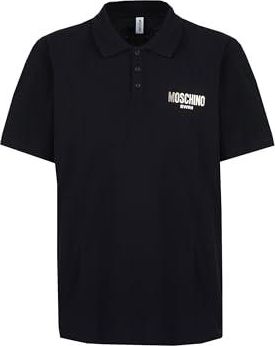 Moschino Polo Homme Couleur Unie Logo Or, Noir, Small