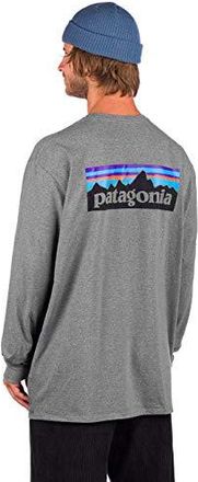 Patagonia 38518-GLH Ms L/S P-6 Logo Responsibili-Tee T-Shirt Mens Gravel Heather M