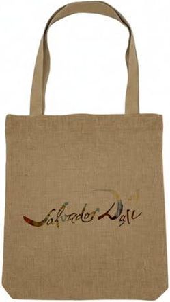Fabulous Sac Shopping Tote Bag Aspect Lin - Dali Signature Surrealisme Peintre C&eacute;l&egrave;bre Artiste Unique Bizarre - Sac de Courses Toile Epaisse 360g Beige Naturel