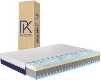 Percko Matelas en Mousse à Mémoire de Forme - Soulage Le Mal de Dos - Soutien Ergonomique - Fabrication Française - 5 Couches Équilibrées - 160x200 cm - Blan