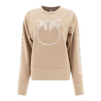 Pinko Pinko, Femme, Sweatshirts et sweats à capuche, Beige, Taille: 36 FR SweaT-shirt Beige pour Femmes