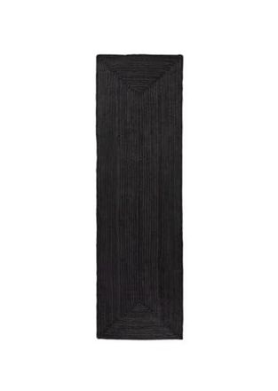 Carpetfine Tapis Jute Nele Couloir Couleur Naturelle Anthracite 70x200 cm tiss&eacute; &agrave; la Main en Jute | Tapis Naturel Moderne uni de Style Boho pour Salon et Chambre