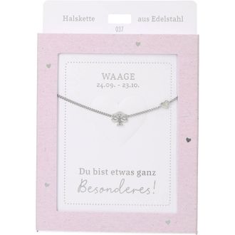 Depesche 13895.37 Halskette mit Waage und Herz, versilbert, variabel in der Länge tragbar (42 cm + 5 cm), als Geschenk oder kleine Aufmerksamkeit