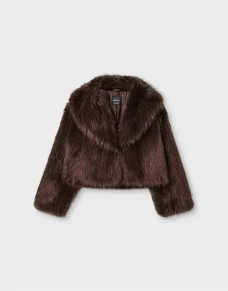 Stradivarius veste &agrave; col ch&acirc;le en faux-fur marron