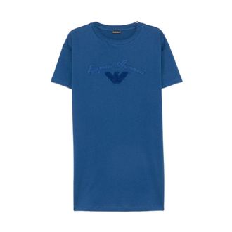 Emporio Armani Femme, Tops, Bleu, Taille: 38 FR T-shirt Plage Broderie Marine