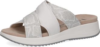 Caprice Damen Pantoletten aus Leder Glitzer, Wei&szlig; (White Comb), 38 EU