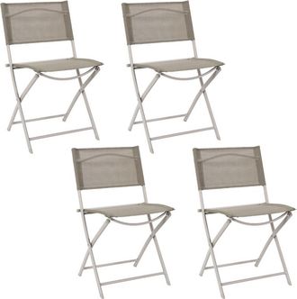 The Home Deco Factory The Home Deco Factory - Chaise pliante Elba beige - L&eacute;g&egrave;re et moderne - Hauteur dassise 45cm - Pour terrasses et jardins