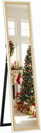 HOMCOM Bodenspiegel volle L&auml;nge 157 x 37cm rechteckiger Standspiegel mit Rahmen in Holzoptik, Bodenmontage, h&auml;ngend oder an die Wand gelehnt, f&uuml;r Wohnzimmer,