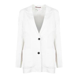 Tommy Hilfiger Leinen-Blazer in Relaxed Fit - - Jackets - Damen - Wei&szlig; - S