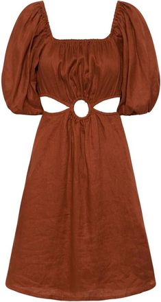 Faithfull The Brand Femme, Robes, Orange, Taille: 38 FR Almero Cut-Out Linen Mini Dress