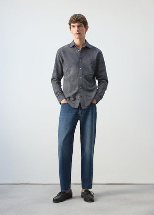 Mango Kariertes Regular Fit-Baumwollhemd marineblau - Herren - XXL - MANGO MAN